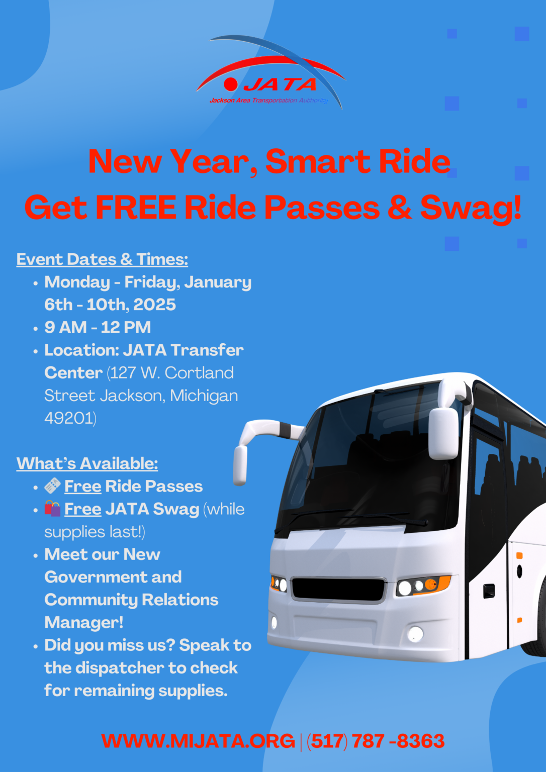 🚍 New Year, Smart Ride: Get Your Free Passes and Swag! 🌟 - JATA